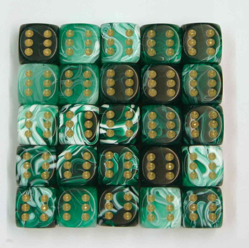 15mm Marble Spot Dice - Pack of 25 Green - snmstuff.co.uk